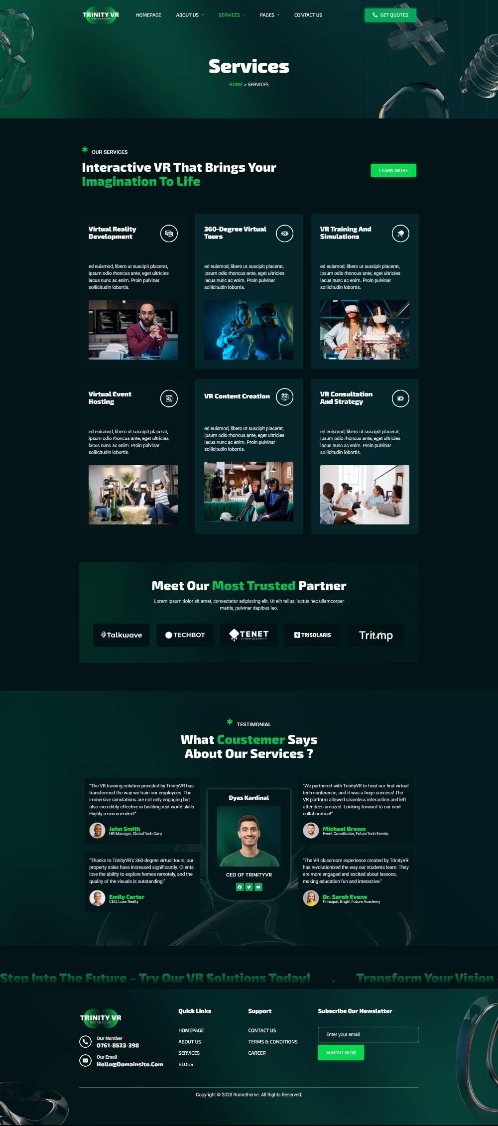 TrinityVR - Virtual Reality Services Elementor Template Kit by Rometheme