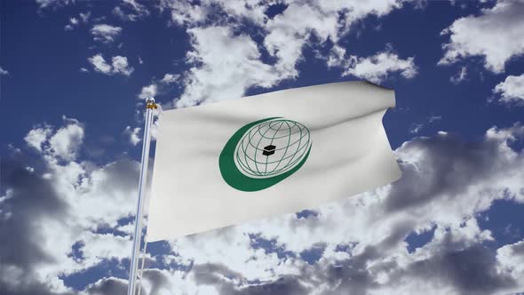 Organisation Of Islamic Cooperation Flag With Sky, Motion Graphics