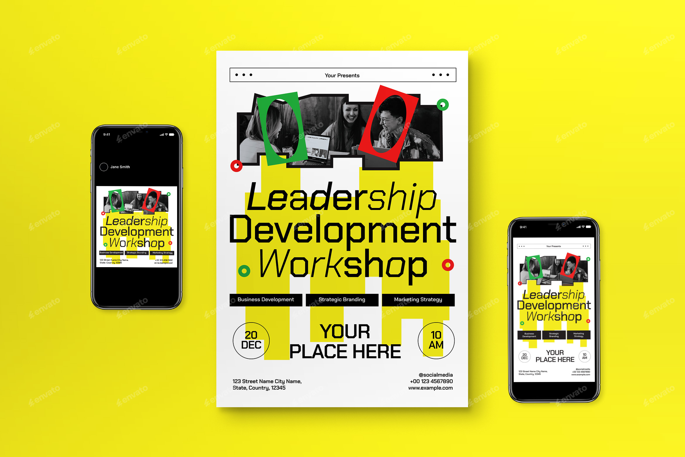 White Leadership Development Workshop Flyer Set, Print Templates ...