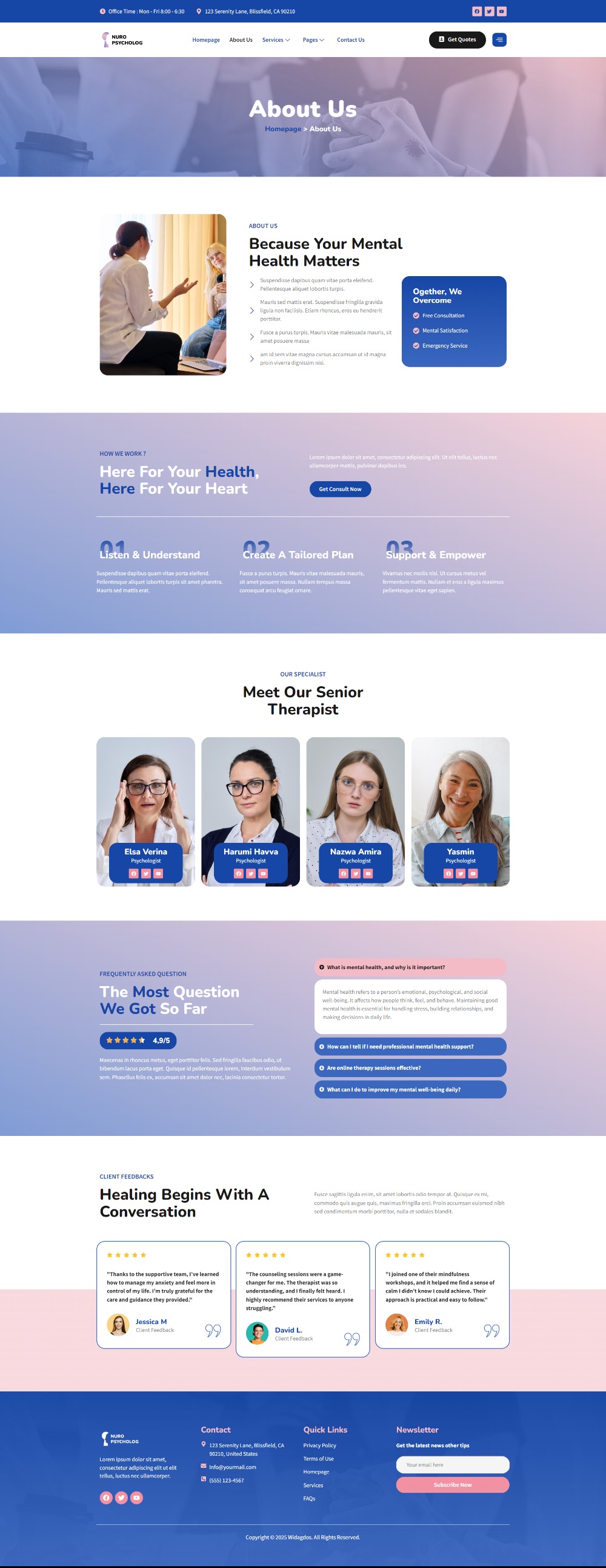 Nuro - Mental Health Therapy Elementor Template Kit by Widagdos | ThemeForest