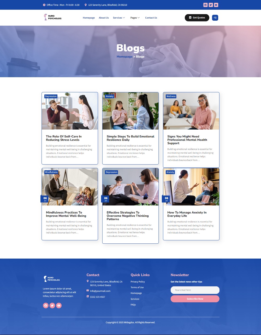 Nuro - Mental Health Therapy Elementor Template Kit by Widagdos | ThemeForest