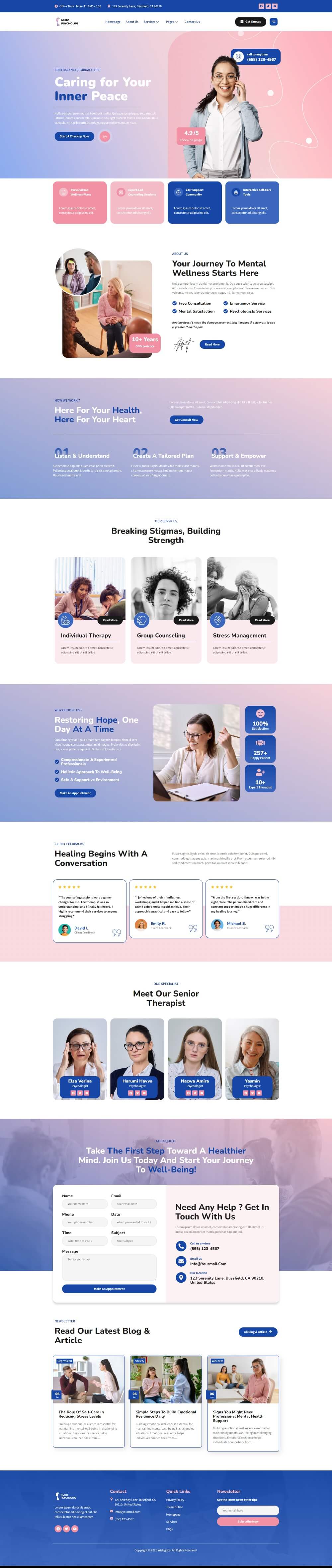 Nuro - Mental Health Therapy Elementor Template Kit by Widagdos | ThemeForest