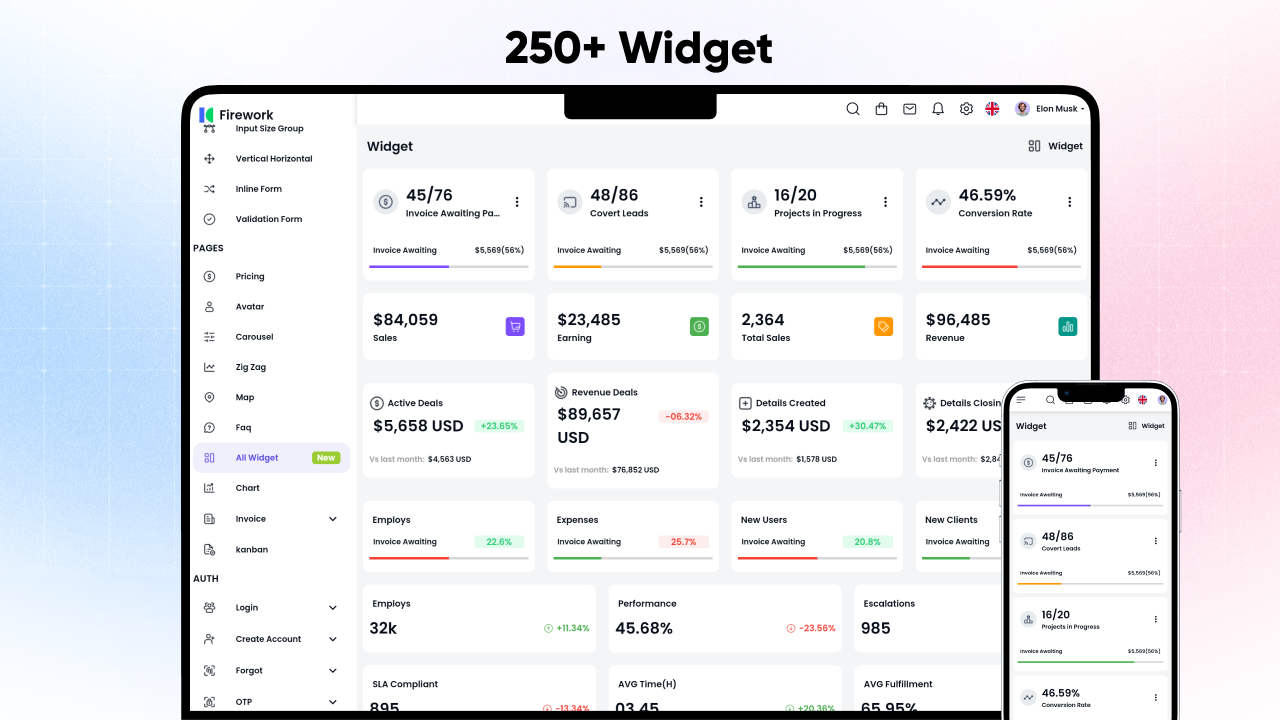 Fireworks - Multipurpose Modern Flutter Admin & Dashboard Template | Responsive | Flutter UI Kit ...