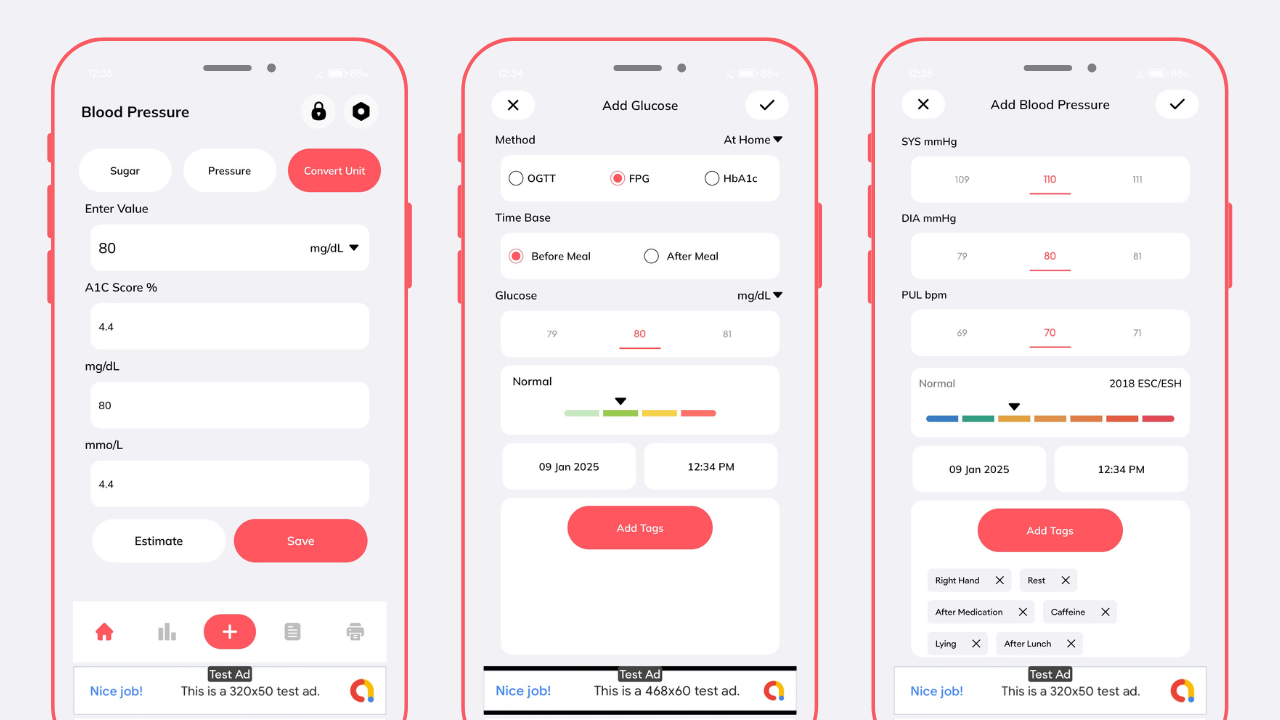 Blood Pressure Sugar Checker with AdMob Ads Android by MJAppsStudio