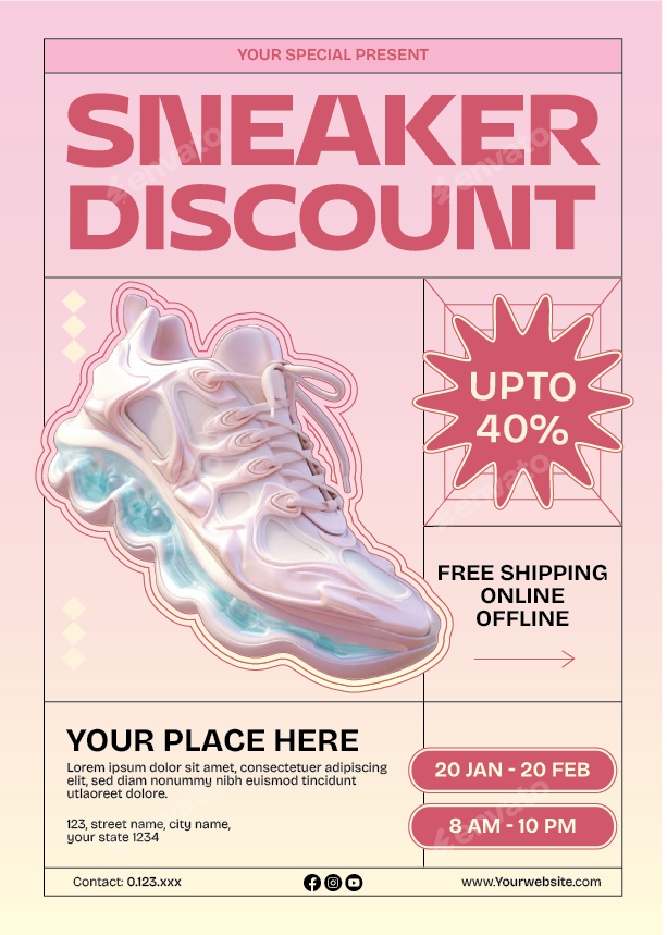 Sneaker Discount Flyer, Print Templates | GraphicRiver