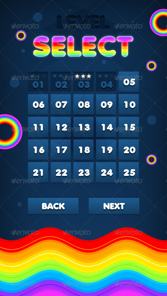 Rainbow Game Ui interface, Web Elements | GraphicRiver