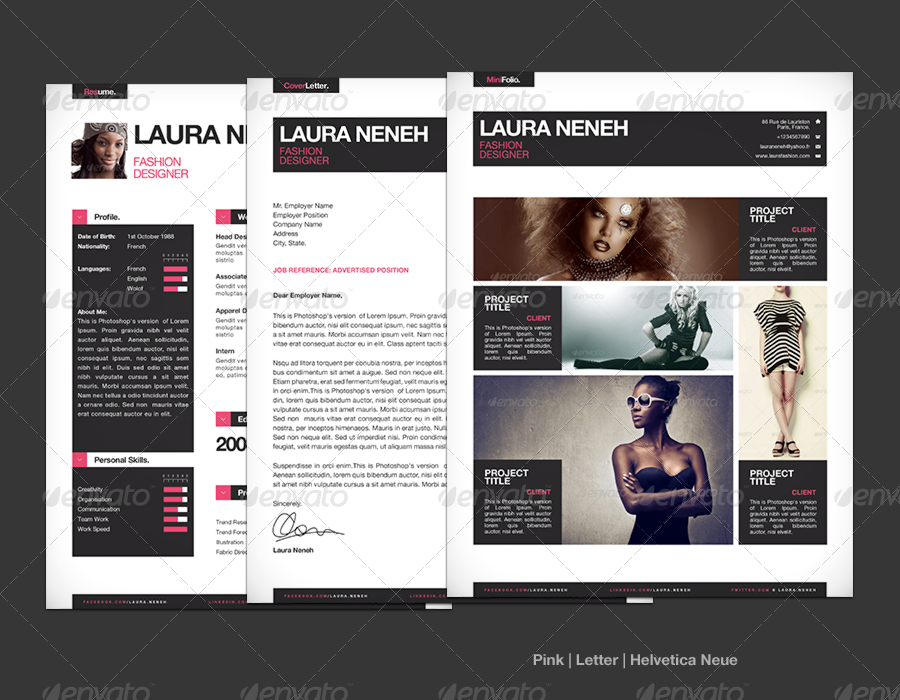 Simple Resume / CV Template + Mini Portfolio, Print Templates ...