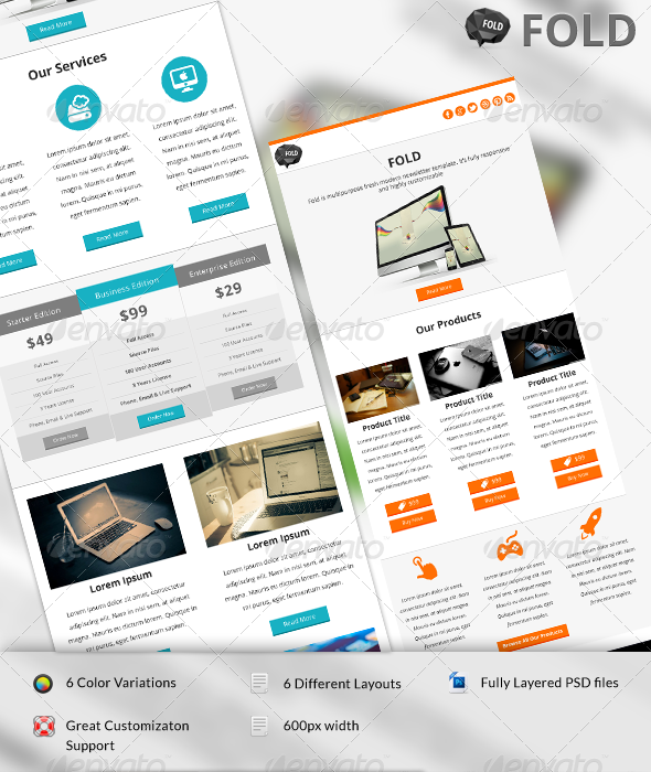 Fold - PSD Newsletter Template by DP-designs | GraphicRiver