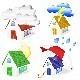 3D Houses with Weather Symbols Set, Vectors | GraphicRiver