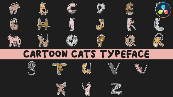 Cartoon Cats Animated Typeface for DaVinci Resolve, DaVinci Resolve ...