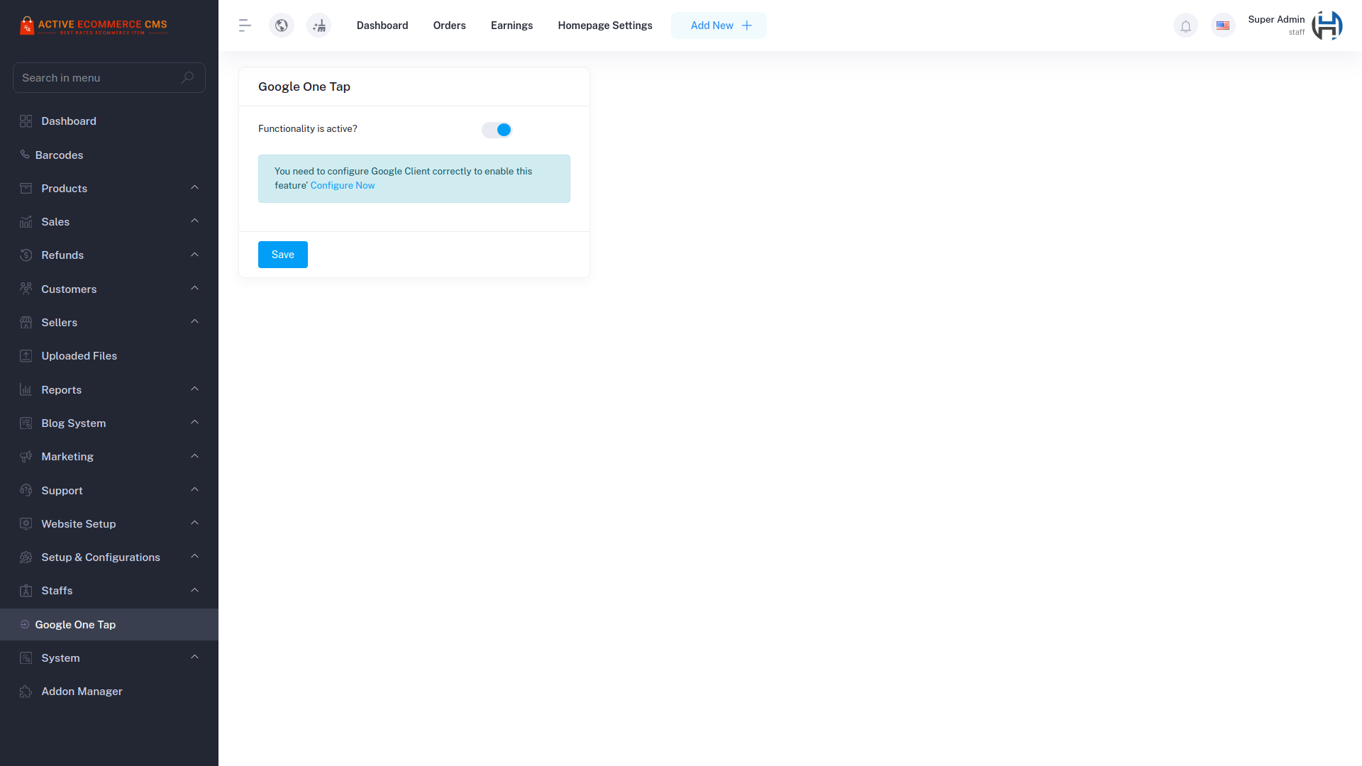 Google One-Tap Login Add-on for Active eCommerce CMS by Hopperstack