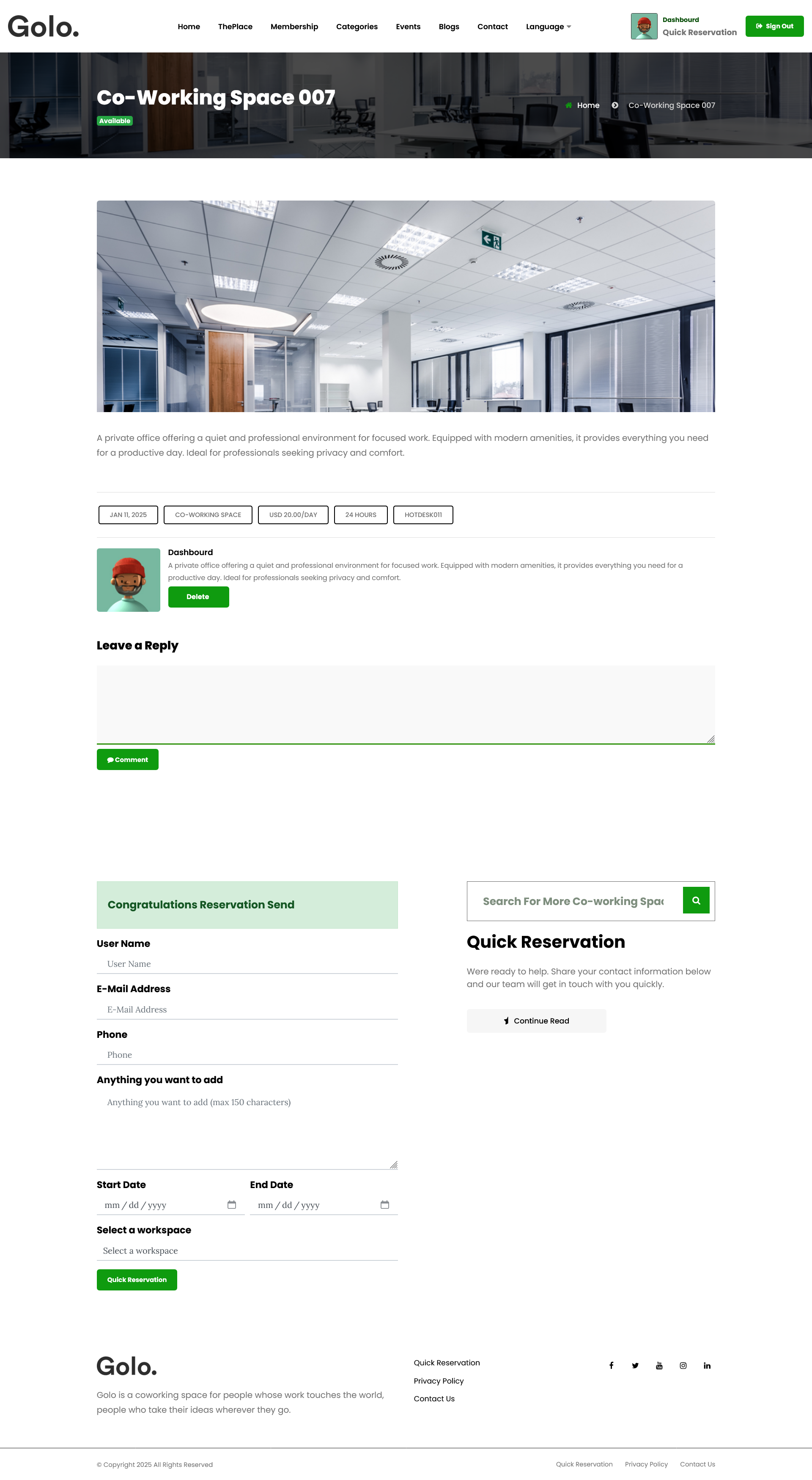 Golo - Office Rental And Coworking Space Script Theme by Meteros ...