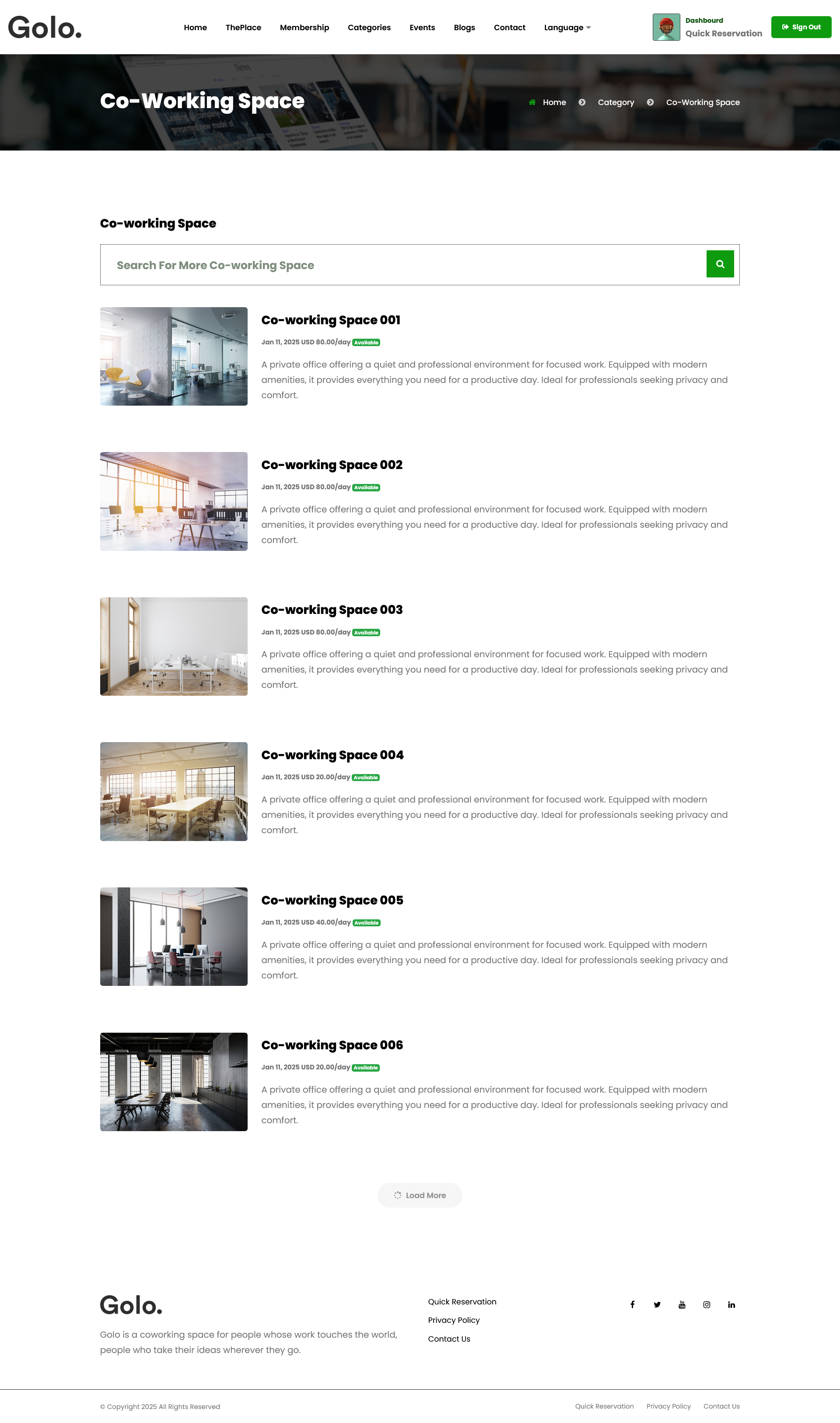 Golo - Office Rental And Coworking Space Script Theme by Meteros ...