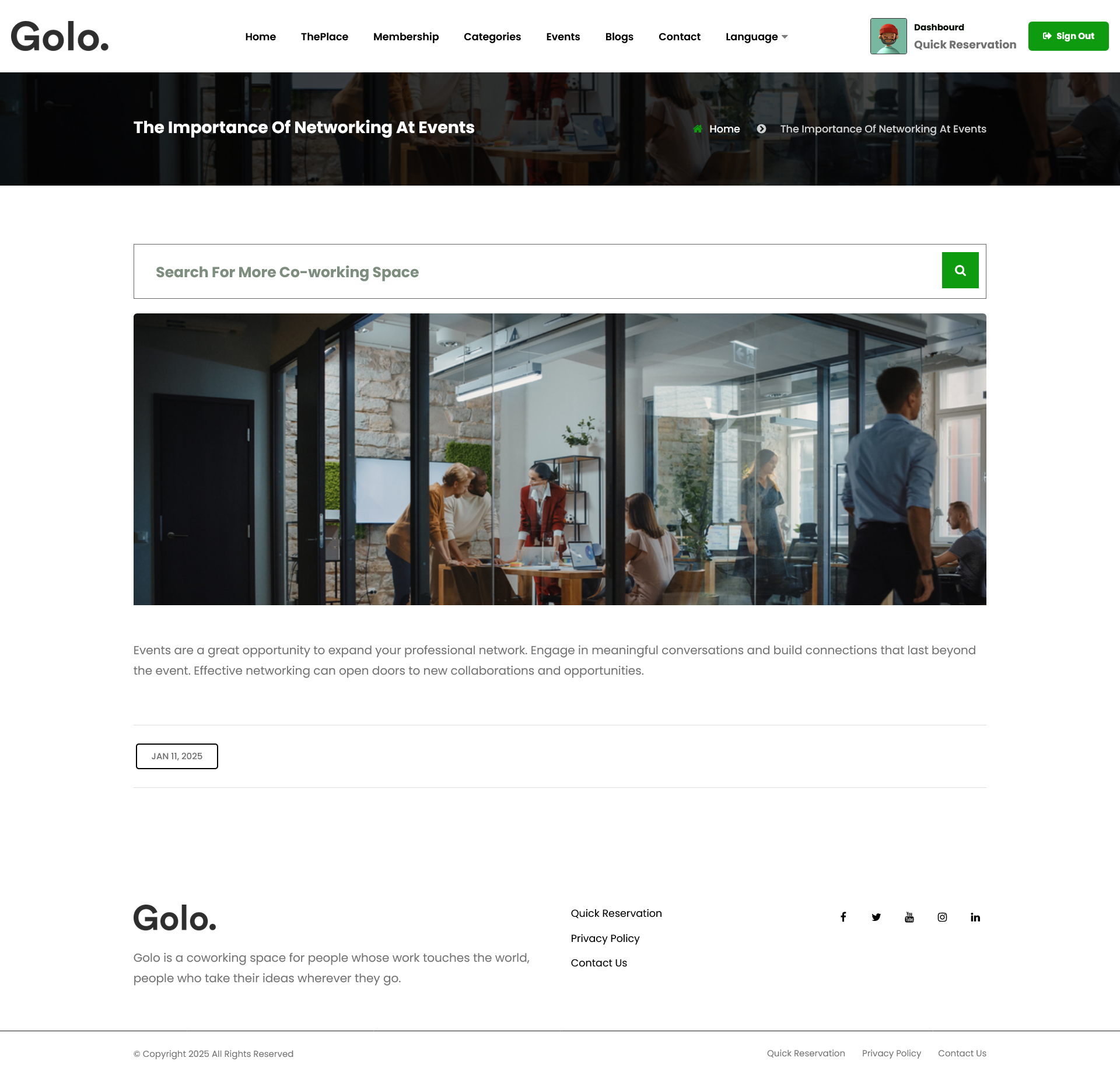 Golo - Office Rental And Coworking Space Script Theme by Meteros ...