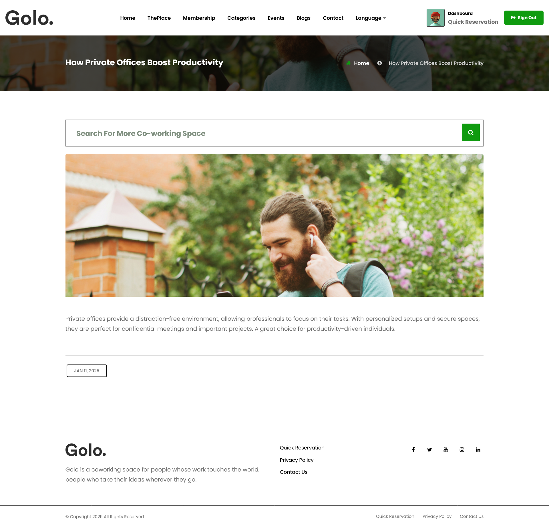 Golo - Office Rental And Coworking Space Script Theme by Meteros ...