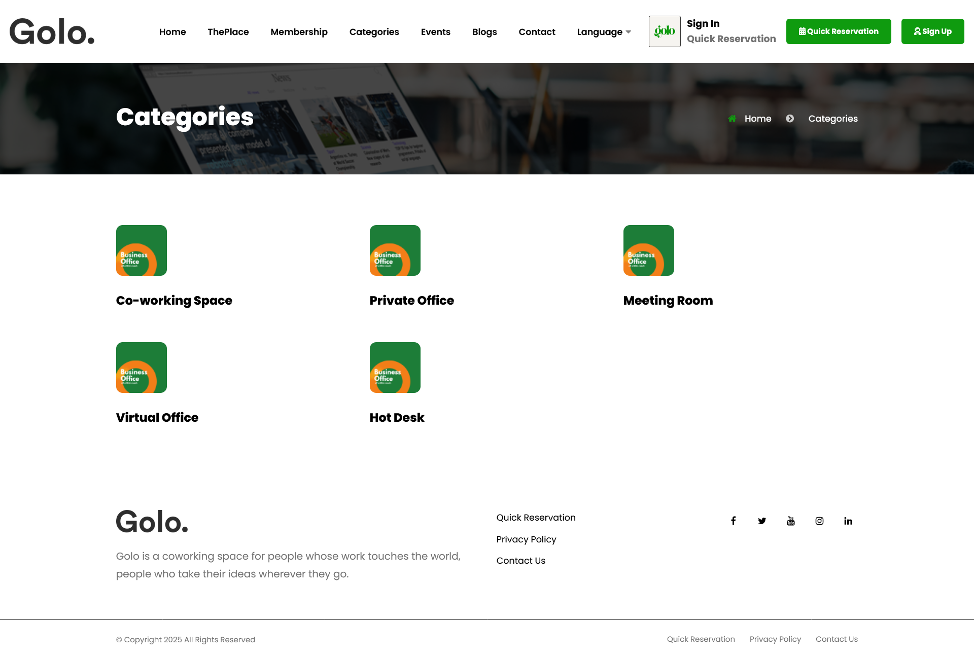 Golo - Office Rental And Coworking Space Script Theme by Meteros ...