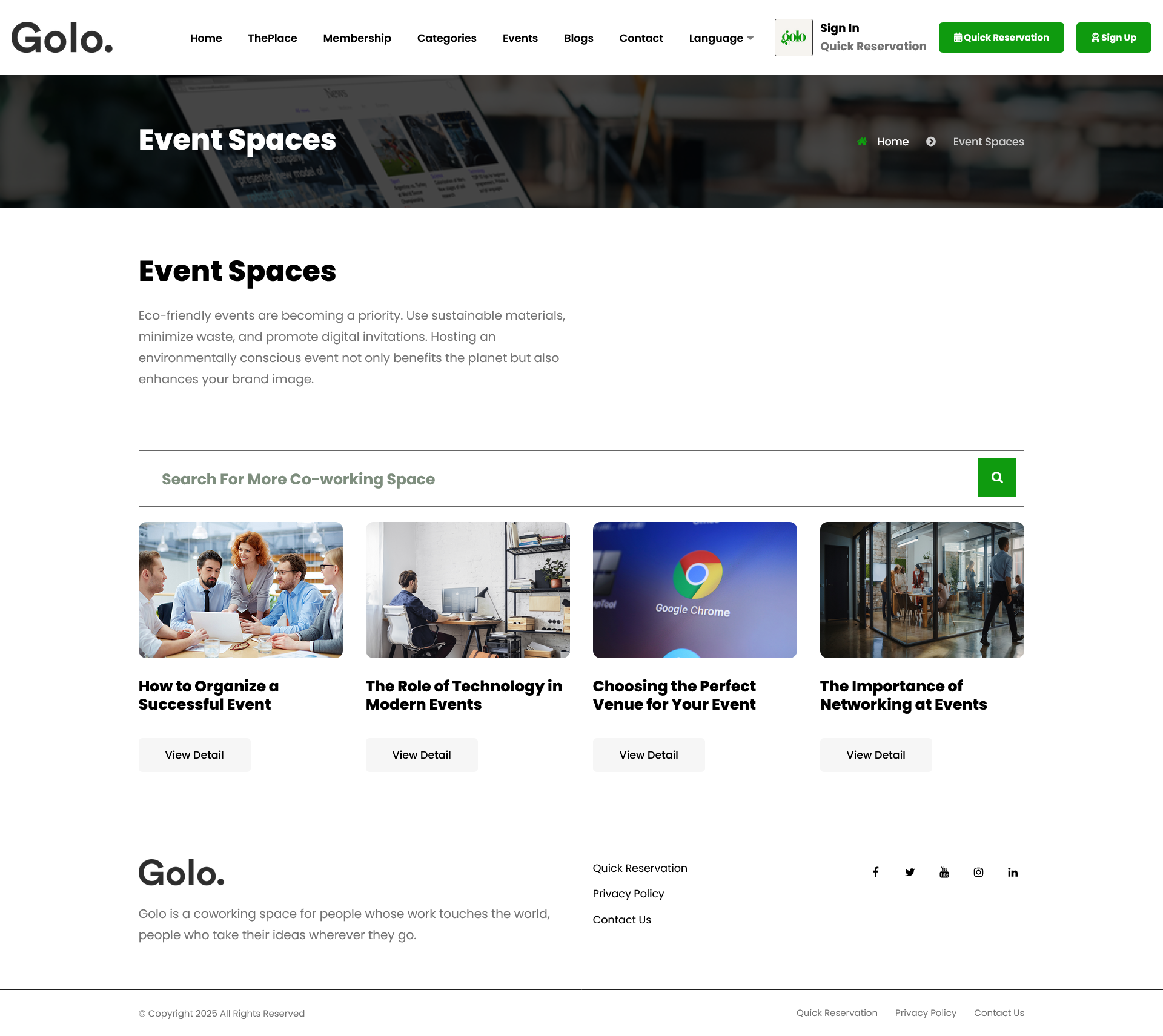 Golo - Office Rental And Coworking Space Script Theme by Meteros ...