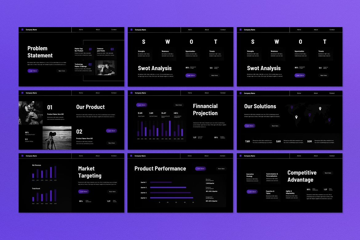 Purple Modern Company Profile PPT, Presentation Templates | GraphicRiver