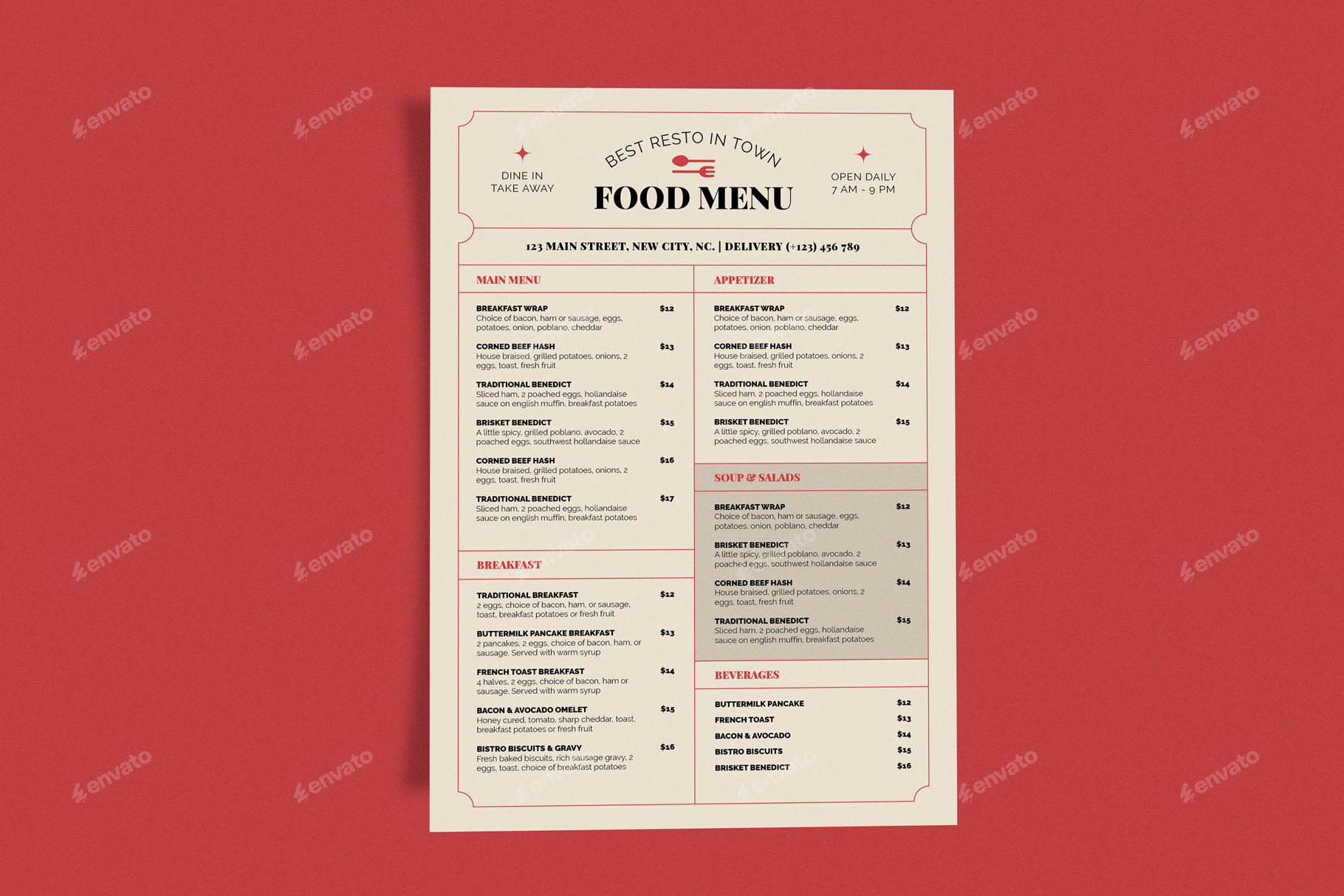 Classic Frame Food Menu, Print Templates | GraphicRiver