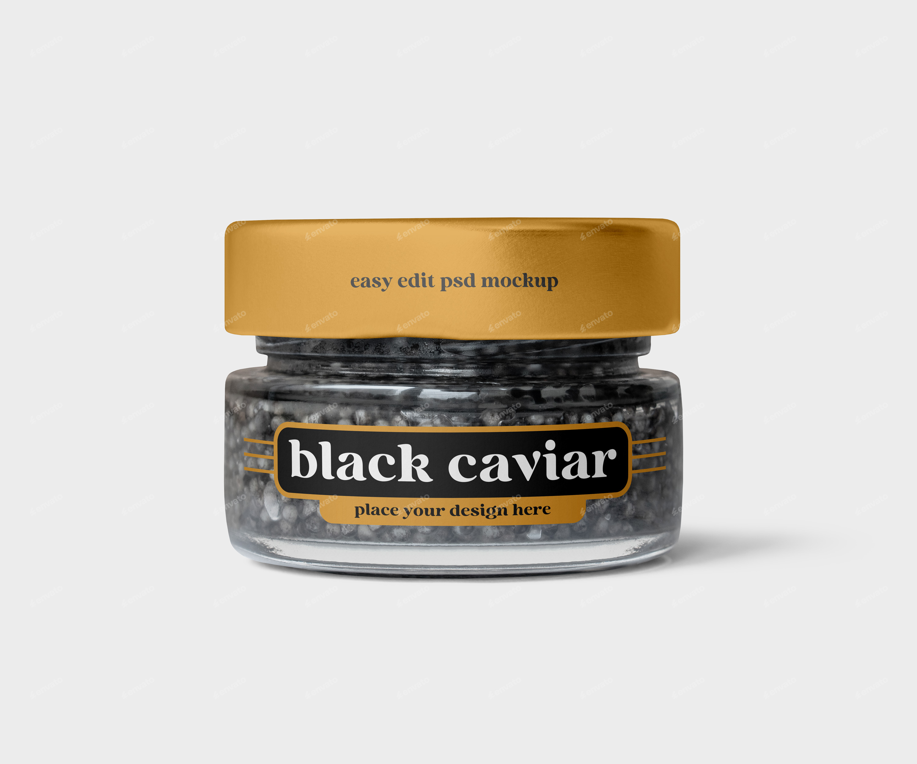 Clear Glass Jar with Black Caviar Mockup Set, Graphics | GraphicRiver