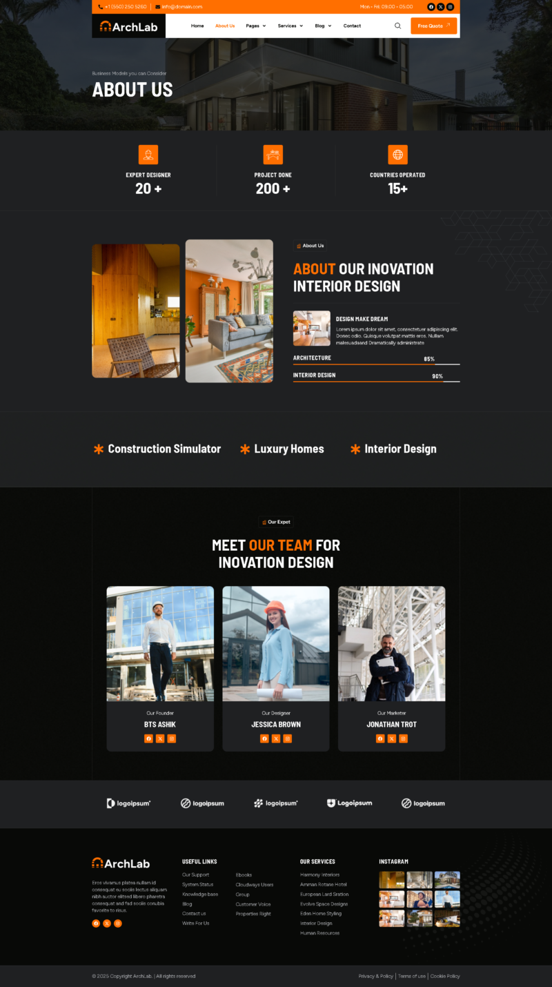ArchLab - Architecture & Interior Design Elementor Pro Template Kit by weblayout
