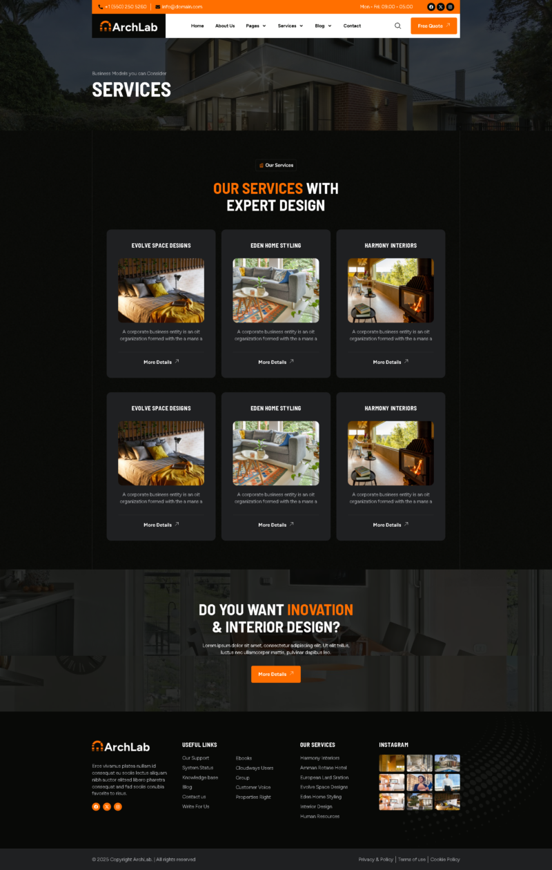 ArchLab - Architecture & Interior Design Elementor Pro Template Kit by weblayout