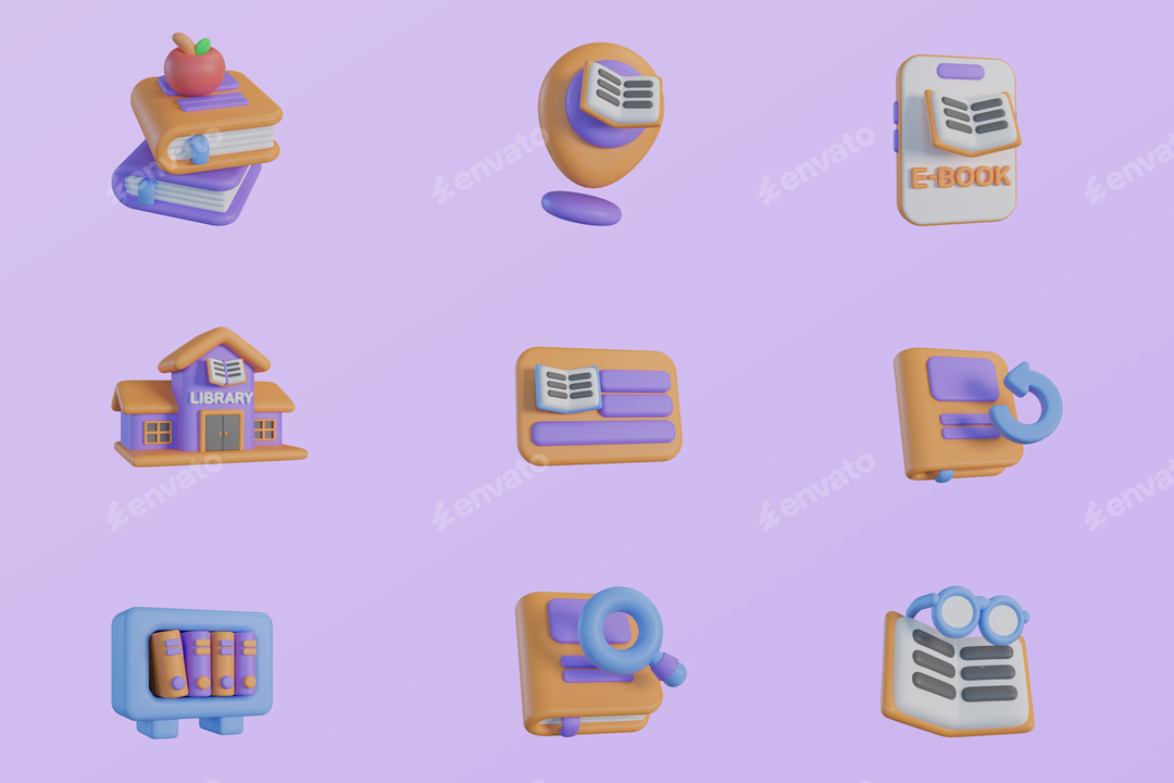 3D Library Icon, Graphics | GraphicRiver