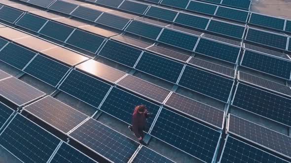 Modern solar farm on a roof at sunlight., Stock Footage | VideoHive