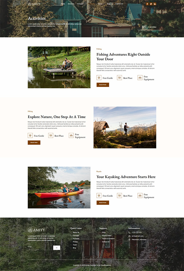 Amity - Nature Cottage Elementor Pro Template Kit by creedcreatives