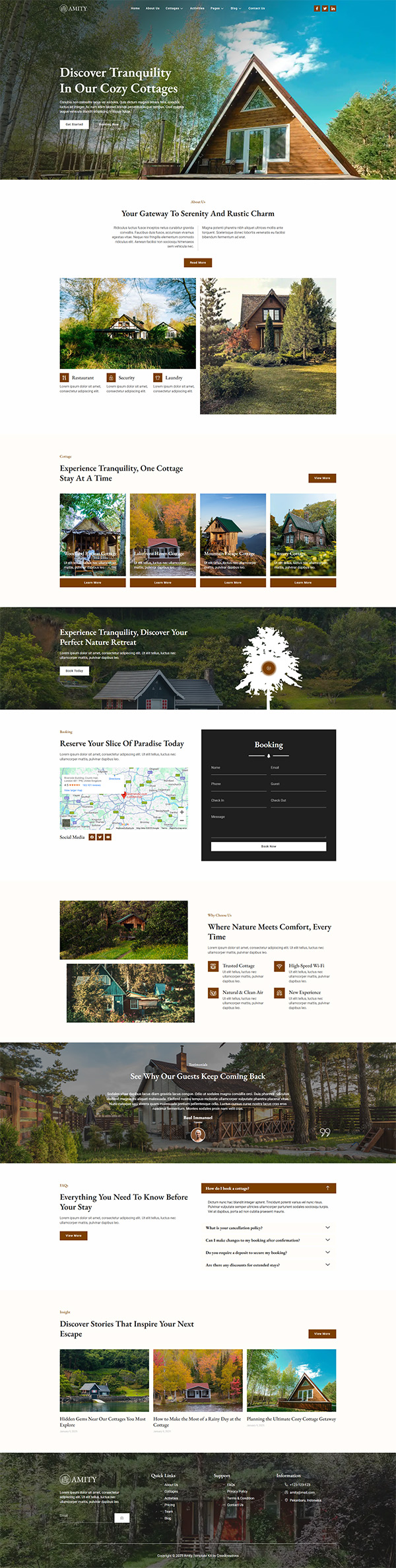 Amity - Nature Cottage Elementor Pro Template Kit by creedcreatives