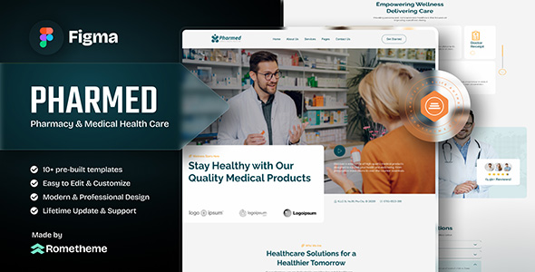 Pharmed - Pharmacy & Medical Health Care Figma Template by Rometheme