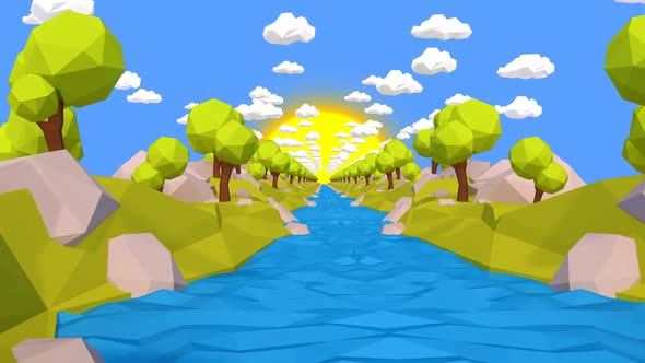 Low Poly River , Motion Graphics | VideoHive