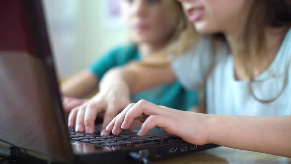 Internet Addiction By Kids Playing Online Games on Laptop Closeup ...