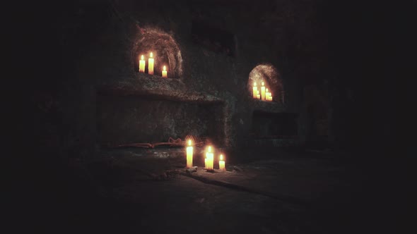 Old Dark Catacombs with Candles, Motion Graphics | VideoHive