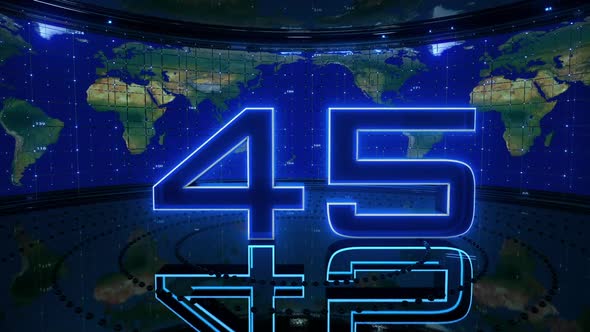 Countdown 60 Sec With World Map, Motion Graphics | VideoHive