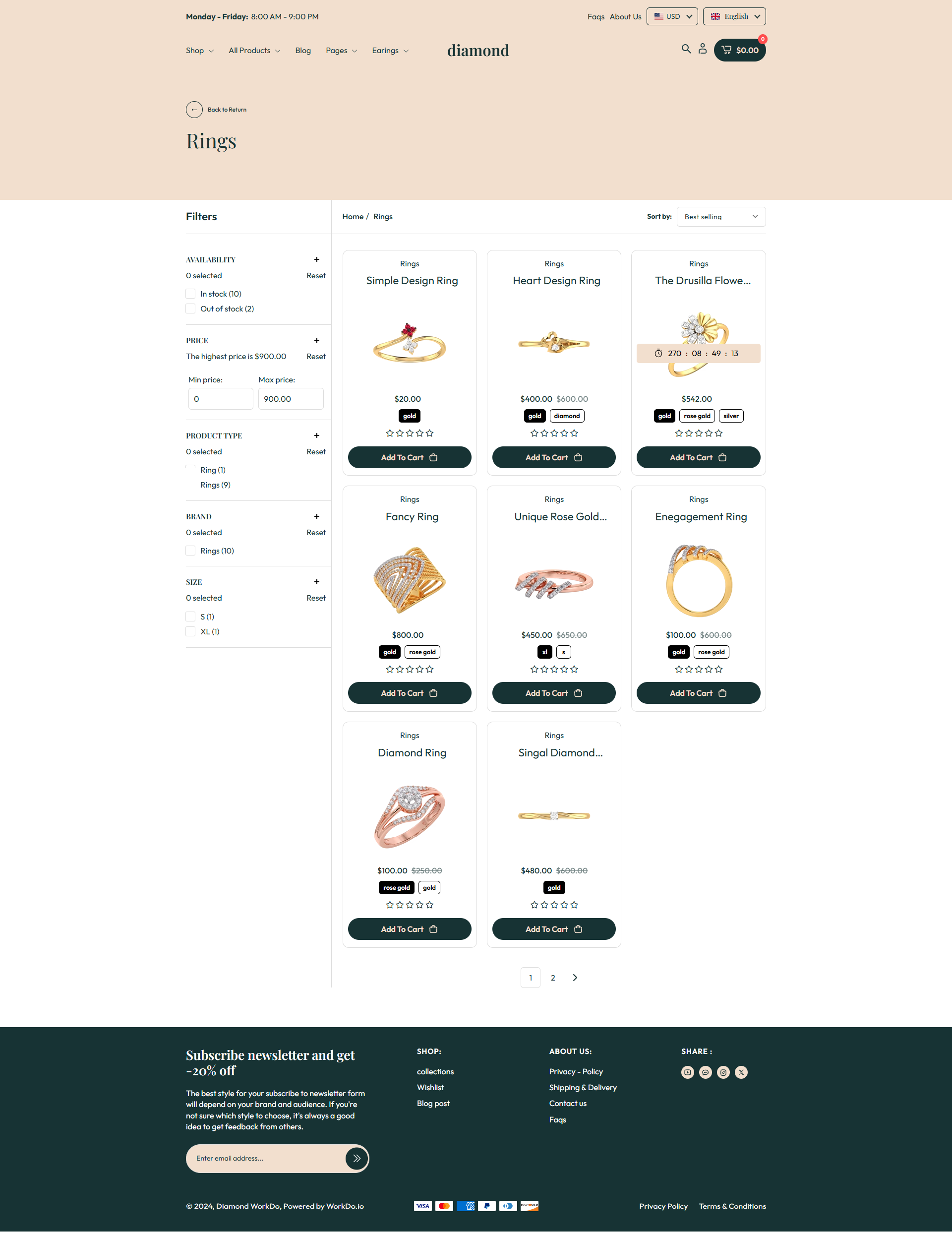 Diamond - Shopify 2.0 Jewelry Theme by WorkDo | ThemeForest
