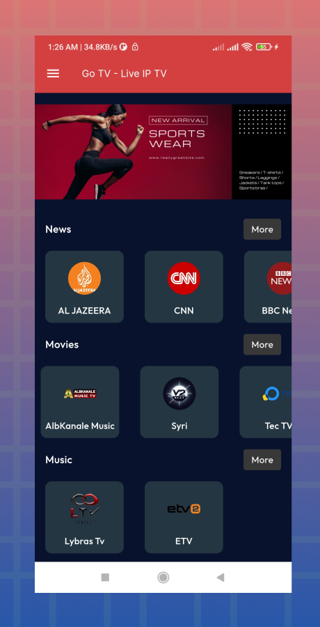 Go TV Live TV App Uisng Flutter for Android & IOS , TV Box with admin panel by pixiumlab