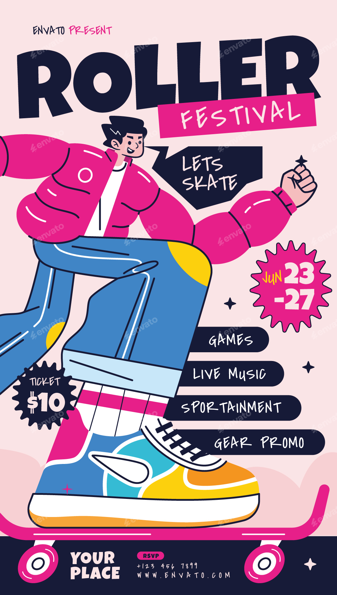 Roller Skate Festival Flyer All Image Included, Print Templates ...