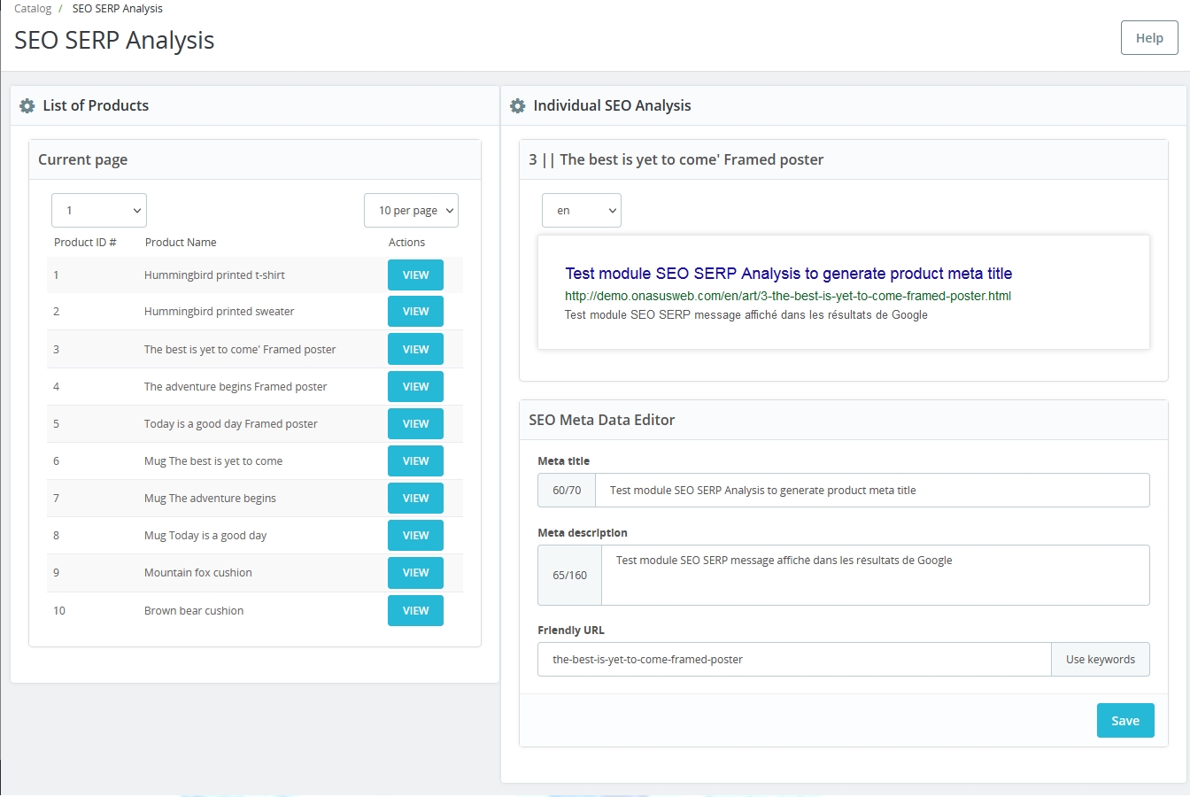 Prestashop SEO module SERP Analysis by Onasusweb | CodeCanyon