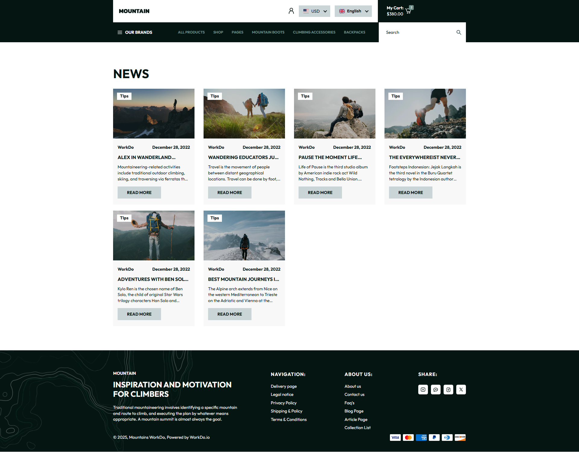 Mountains - Shopify 2.0 Hiking Theme by WorkDo | ThemeForest