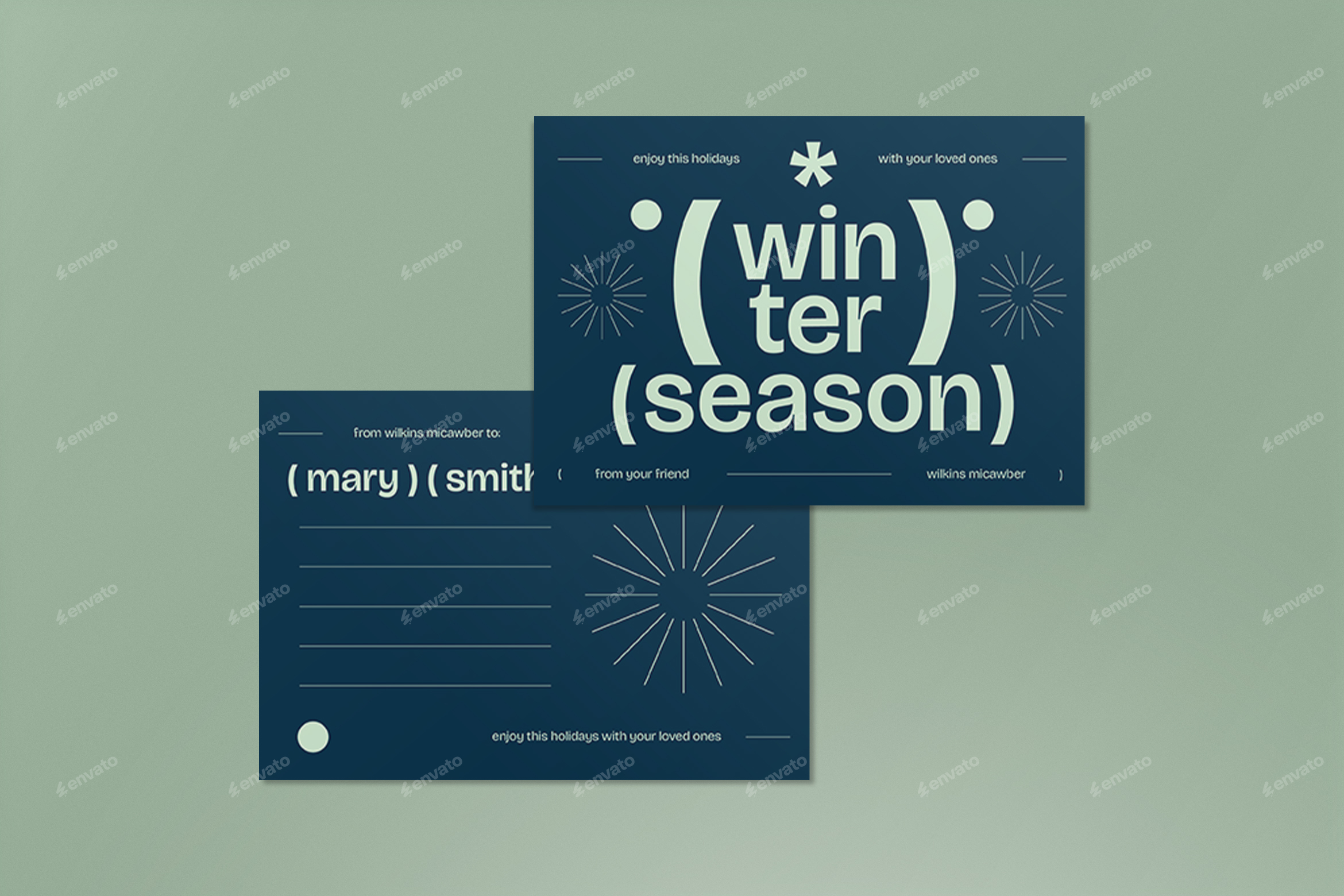 Navy Utilitarian Winter Greeting Card Postcard, Print Templates ...