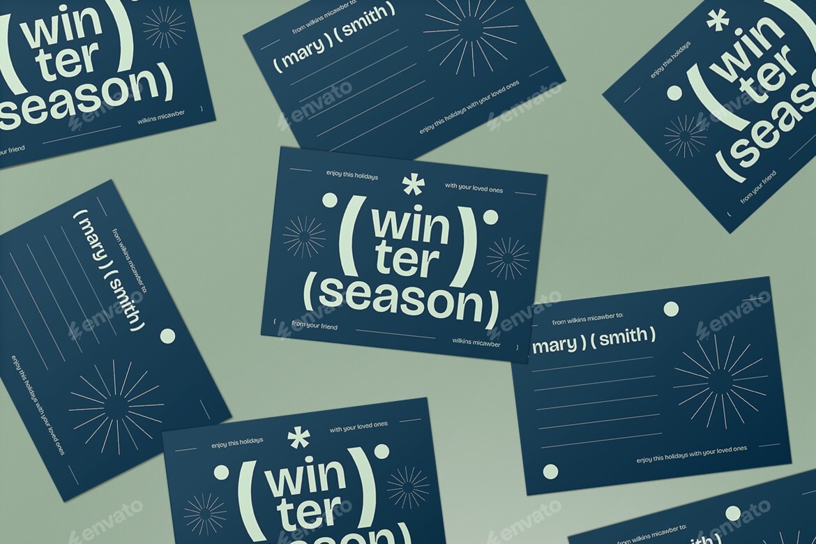 Navy Utilitarian Winter Greeting Card Postcard, Print Templates ...