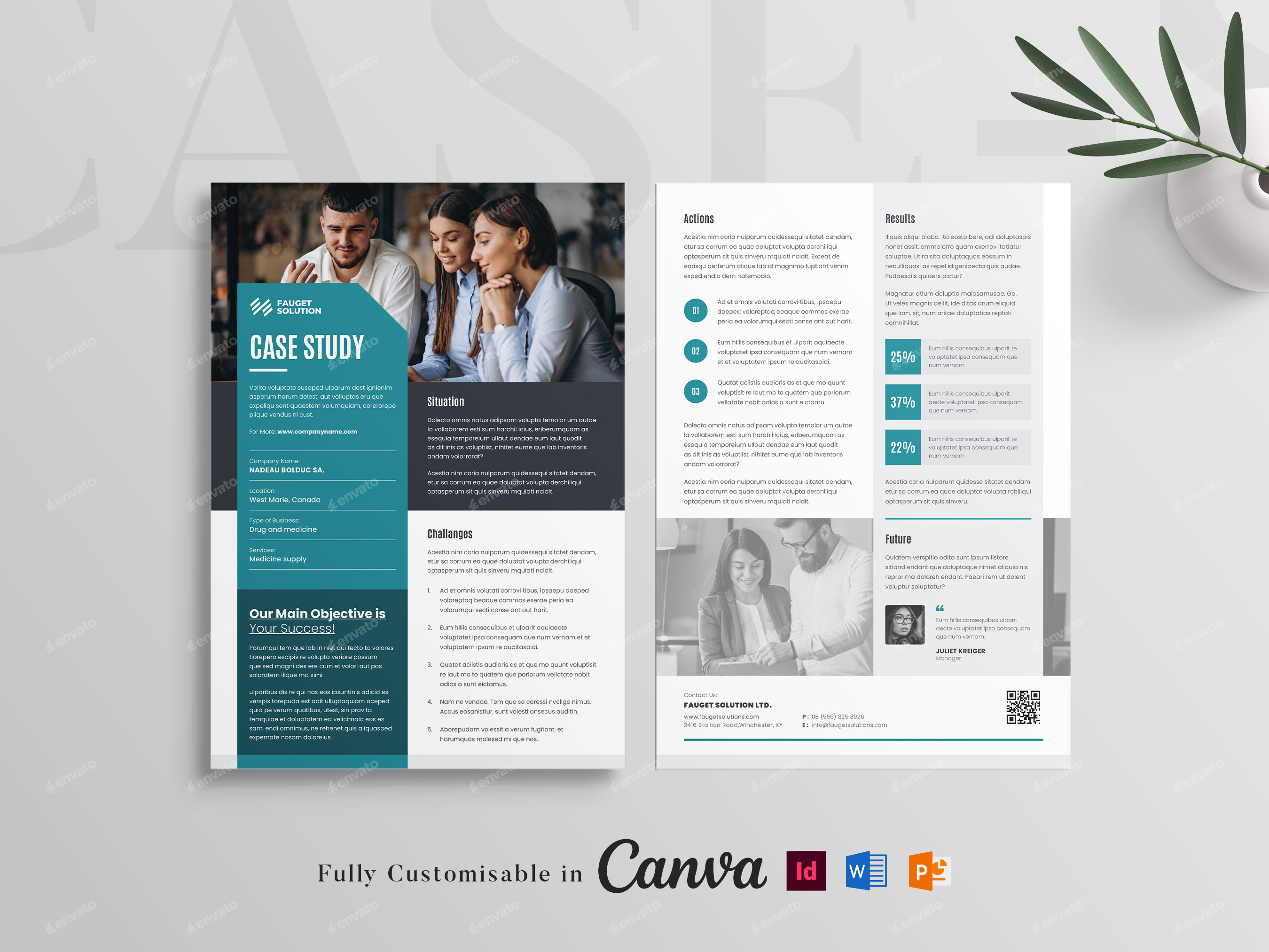 Case Study Template, MS Word & Canva, Print Templates | GraphicRiver