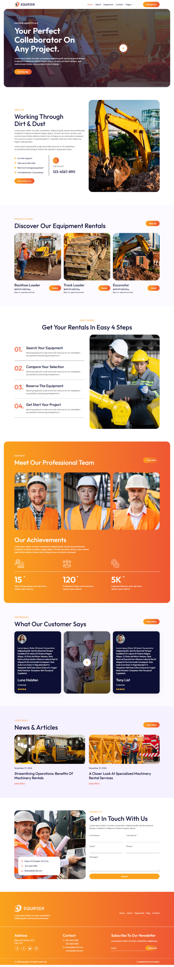Equipzer - Machinery & Equipment Rentals Elementor Template Kit by ...