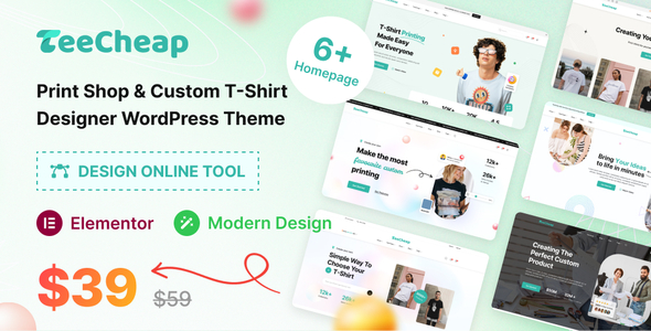 TeeCheap - Print Shop & Customize T-shirt Design Online WordPress theme ...