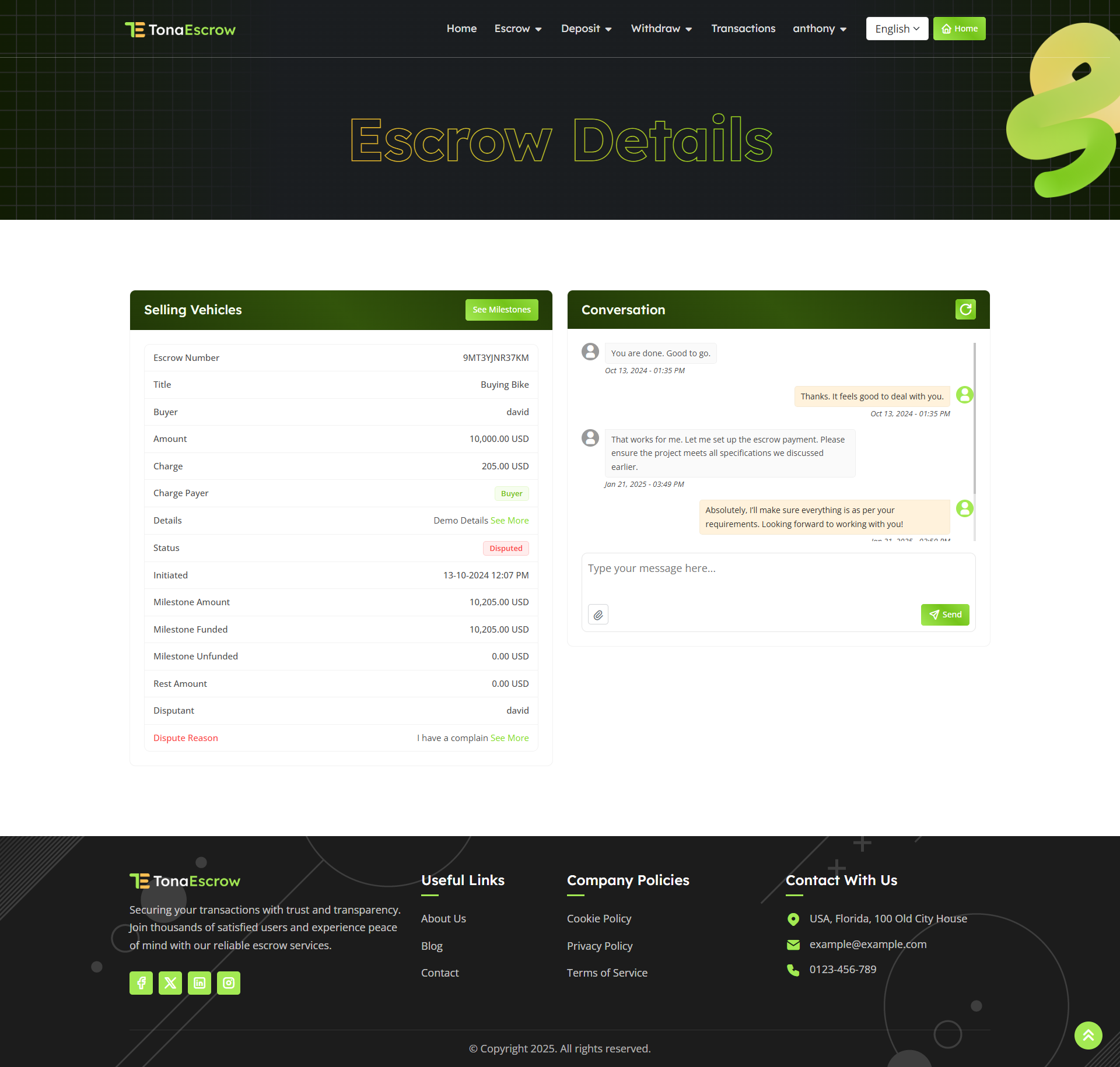 TonaEscrow - Escrow Payment Platform by TonaTheme | CodeCanyon