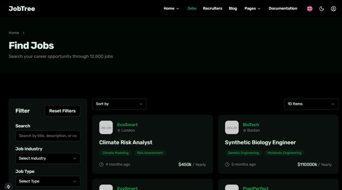 JobTree - Full Stack Job Board Listing Directory Next.js App by Prexius