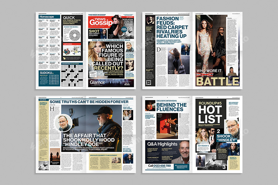 Gossip Newspaper Template, Print Templates | GraphicRiver