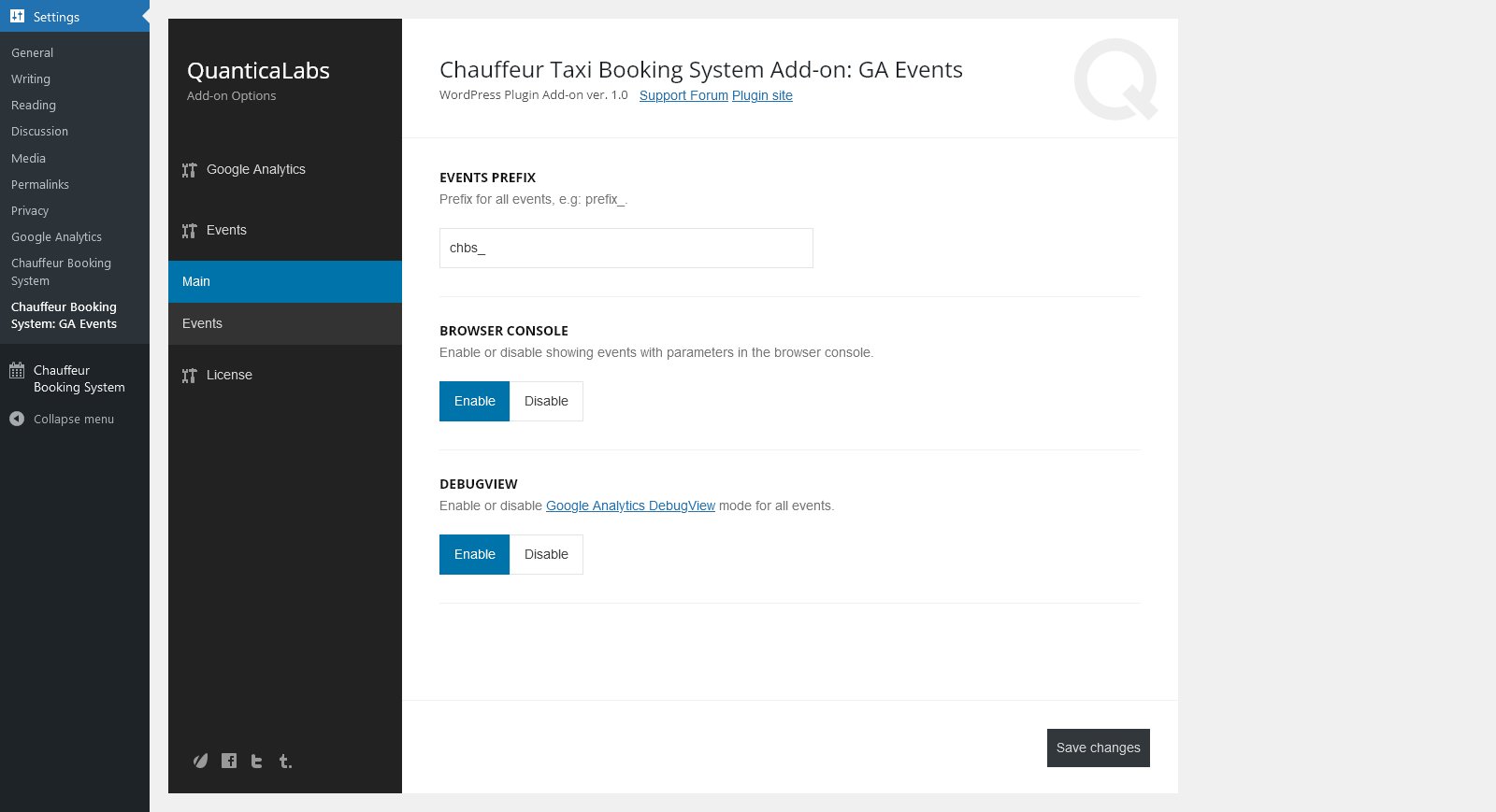 Google Analytics Events Add-on: Chauffeur Taxi Booking System by QuanticaLabs
