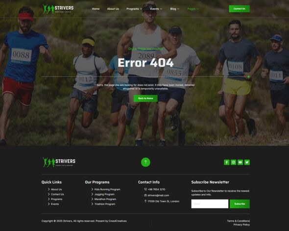 Strivers - Running Club & Marathon Elementor Template Kit by creedcreatives